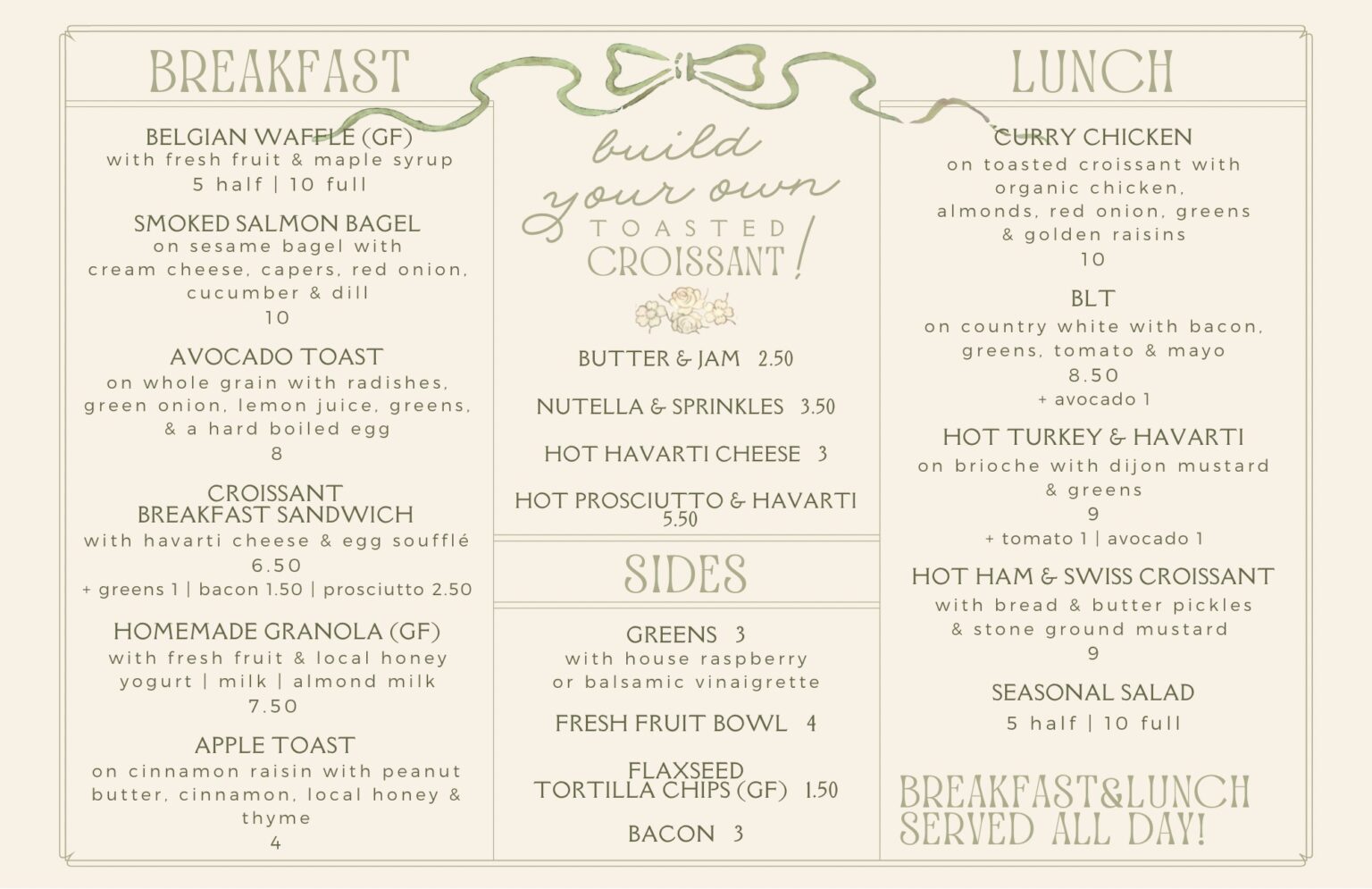Our Menu - Heritage Bakery & Café